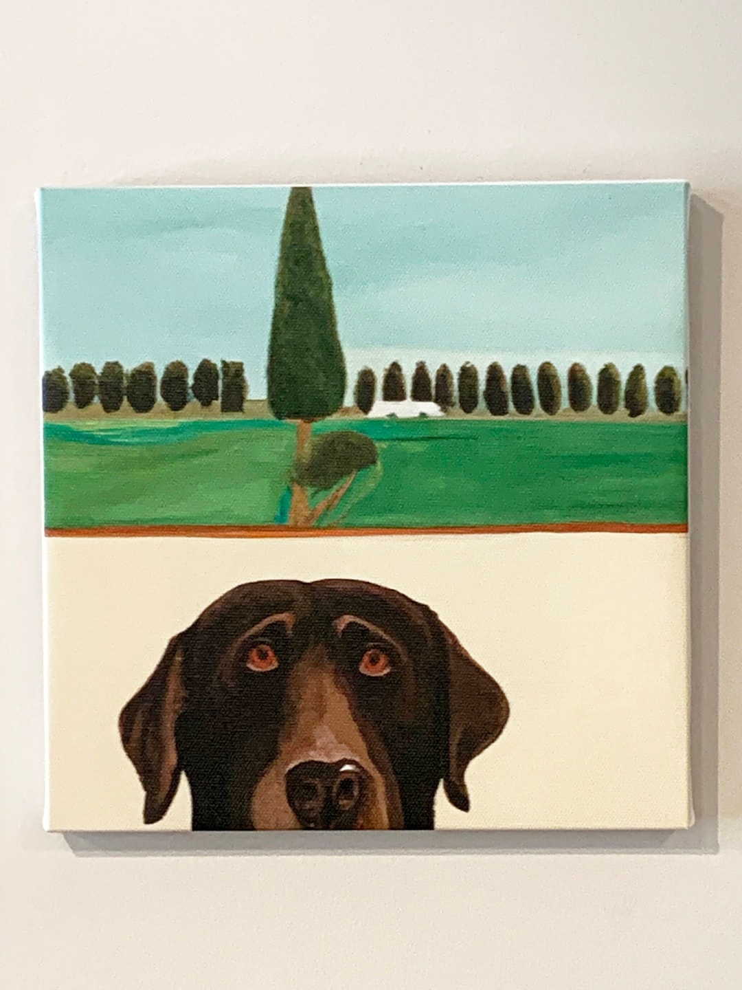 Chocolate Lab Labrador Countryside Dog Painting Contemporary Art - Etsy