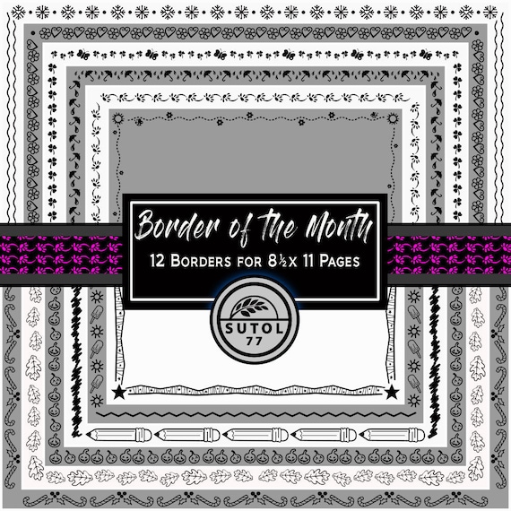 Border of the Month 12 PNG Page Borders Designed for 8 1/2 x | Etsy