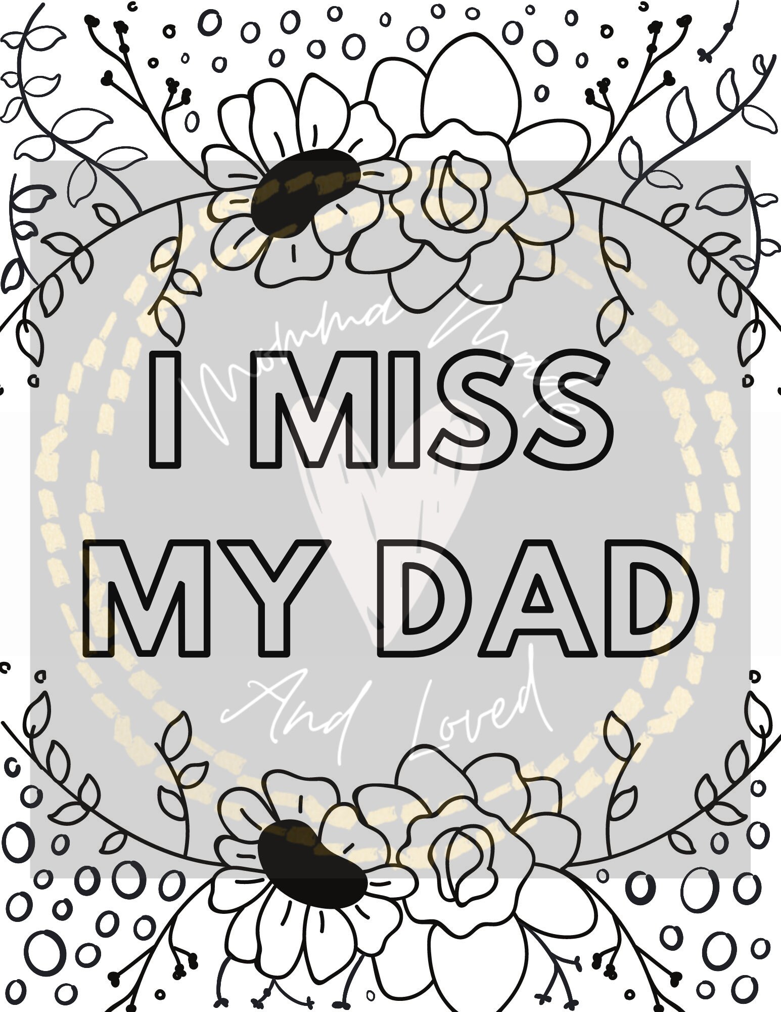 I Miss My Dad Coloring Page | Etsy