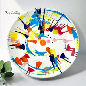 Hand-painted Stoneware Plate | Colour Splash Design – One of a Kind - Etsy