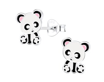 Silver Panda Ear Studs Earrings 925 Sterling Silver Panda - Etsy