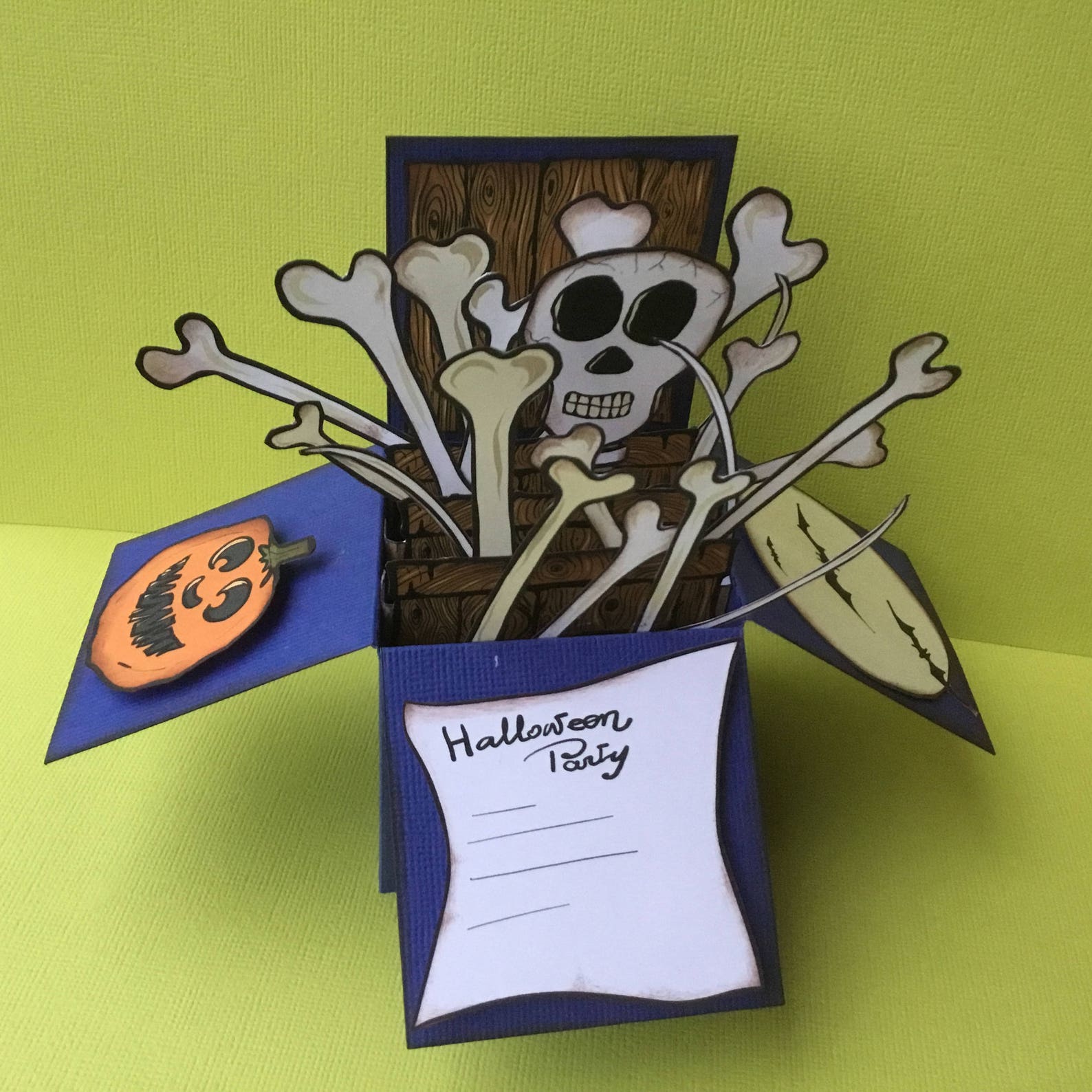 Skeleton Card Halloween 3D Card Template Print & Make - Etsy