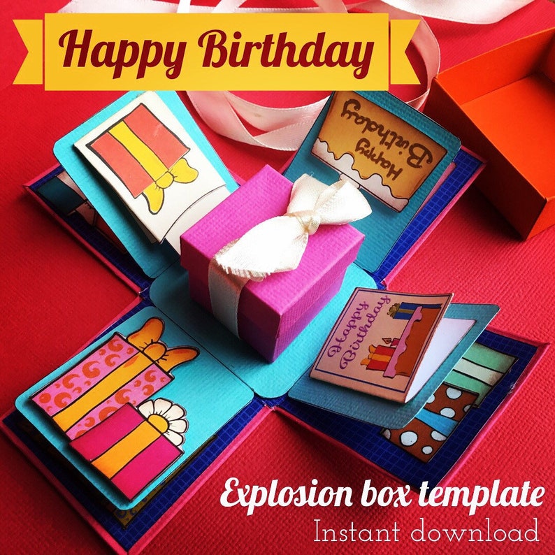 Happy Birthday Explosion Box Template for Manual E Machine - Etsy UK