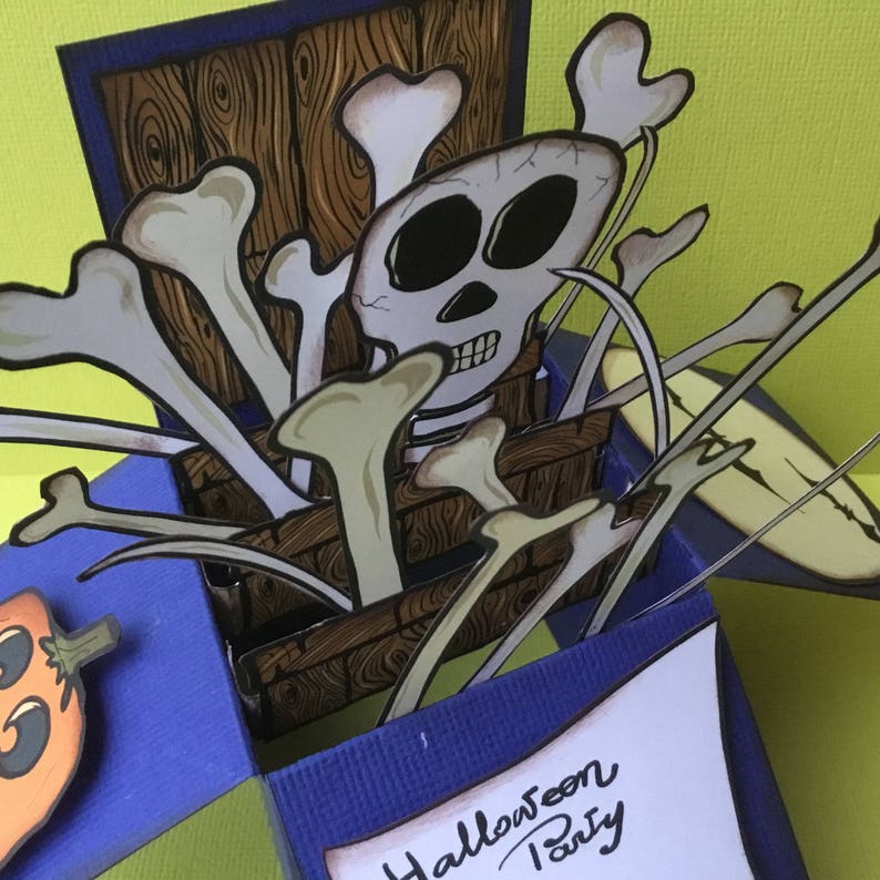 Skeleton Card Halloween 3D Card Template Print & Make - Etsy