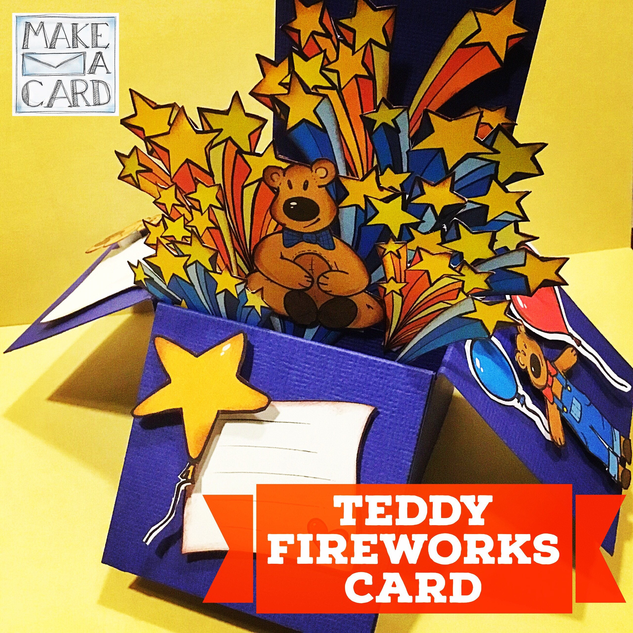 Teddy Fireworks Card Explosion Box Instant Download Make a Card 3D Card ...