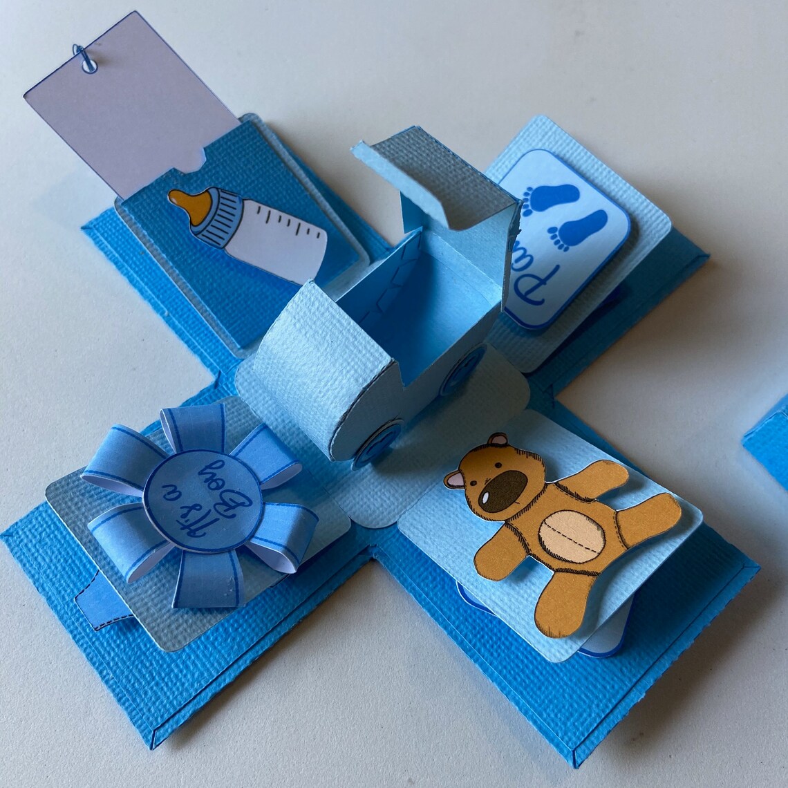 Baby Boy Explosion Box Template for Manual and Cutting Machine Customization Instant Download - Etsy