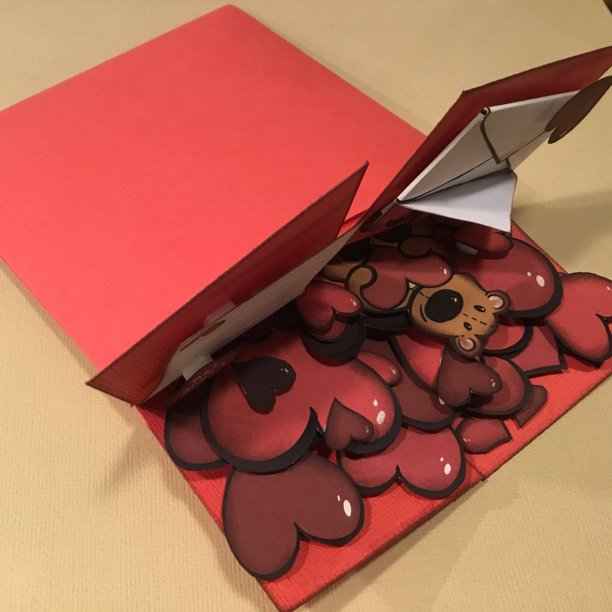 Teddy Valentine Card Explosion Box Instant Download Make a Card 3D Card ...