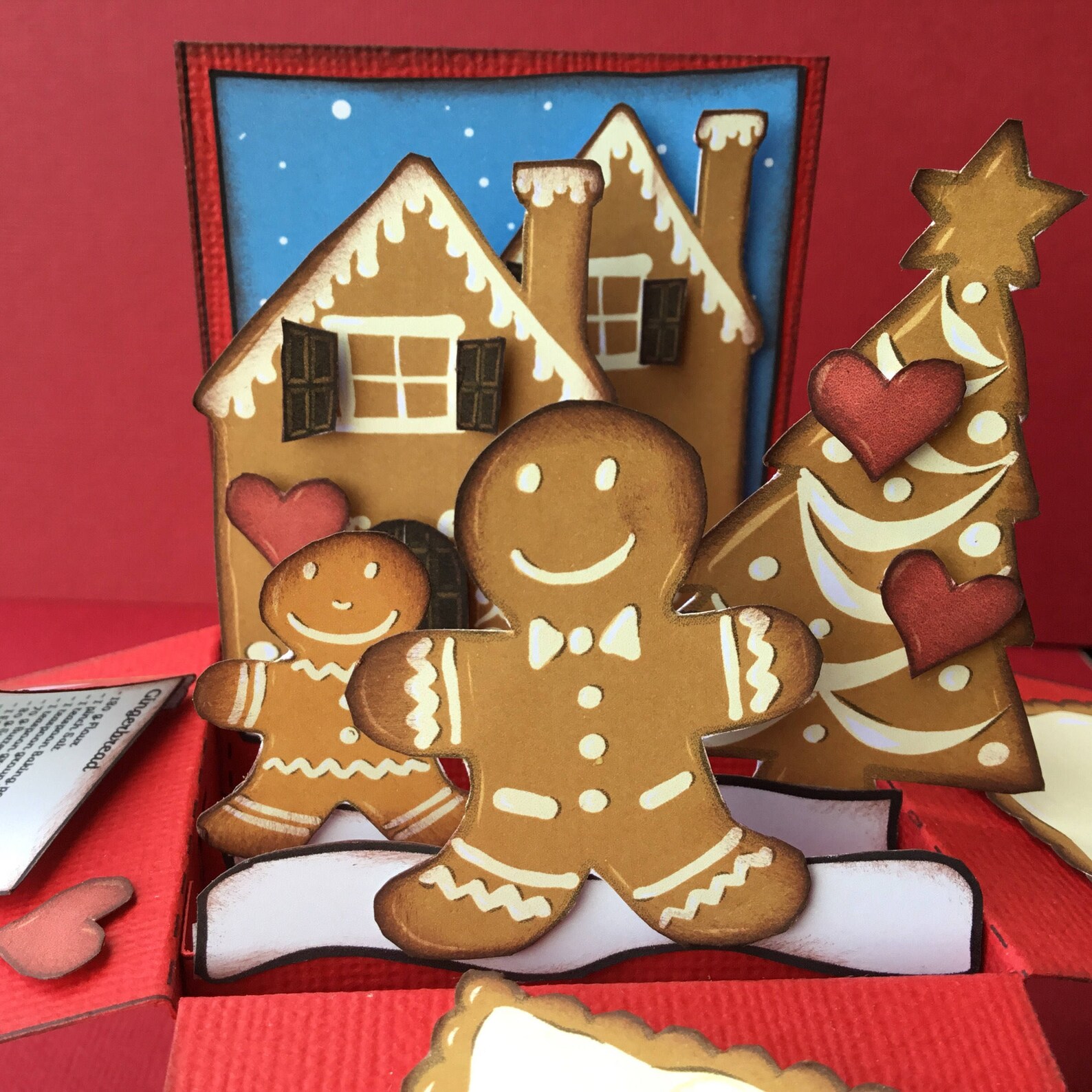 Gingerbread Card Christmas Card 3D Printable Pattern Explosion Box ...