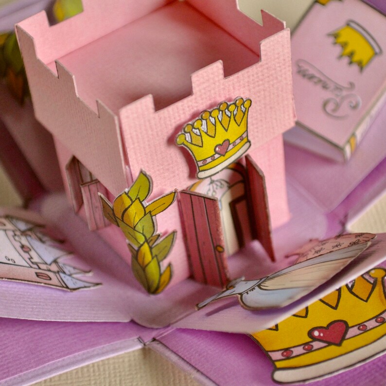 Princess Castle Plantilla Explosion Box Descarga instantánea Imprimir y ...
