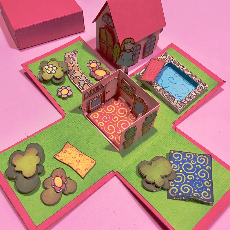 Dollhouse Explosion Box Template Instant Download for Manual Cutting ...