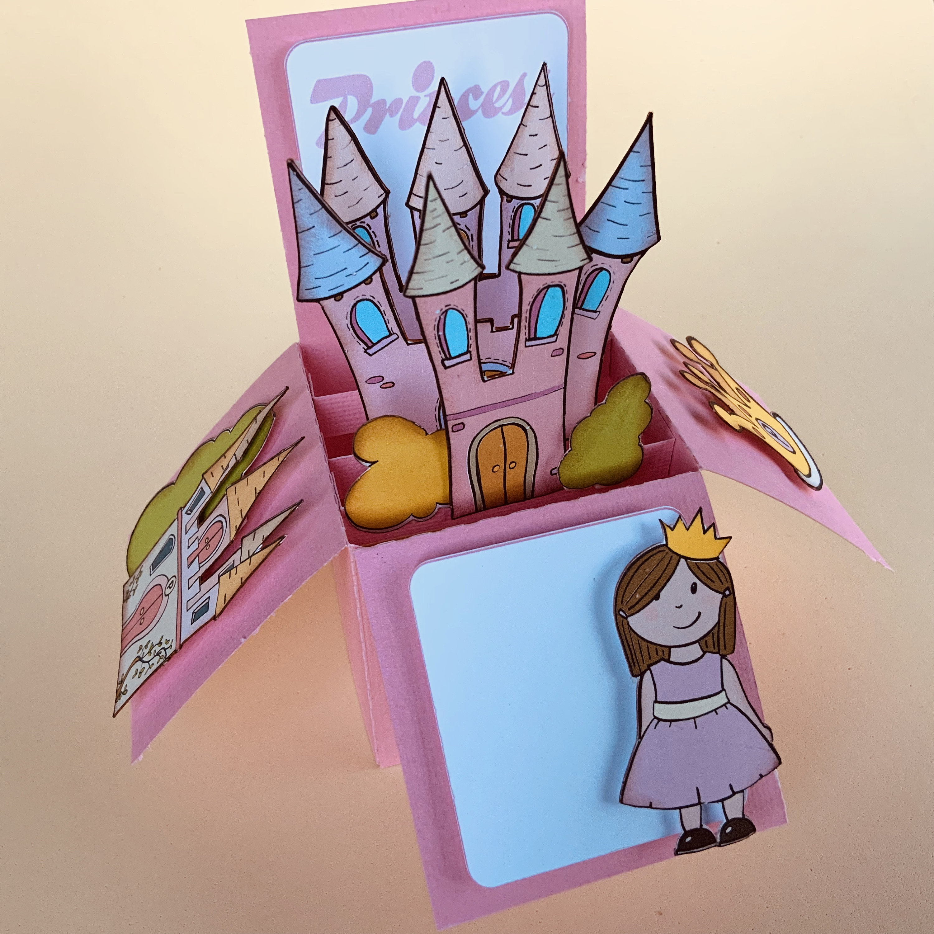 Princess Castle 3D Card Template Instant Download Print and Make - Etsy