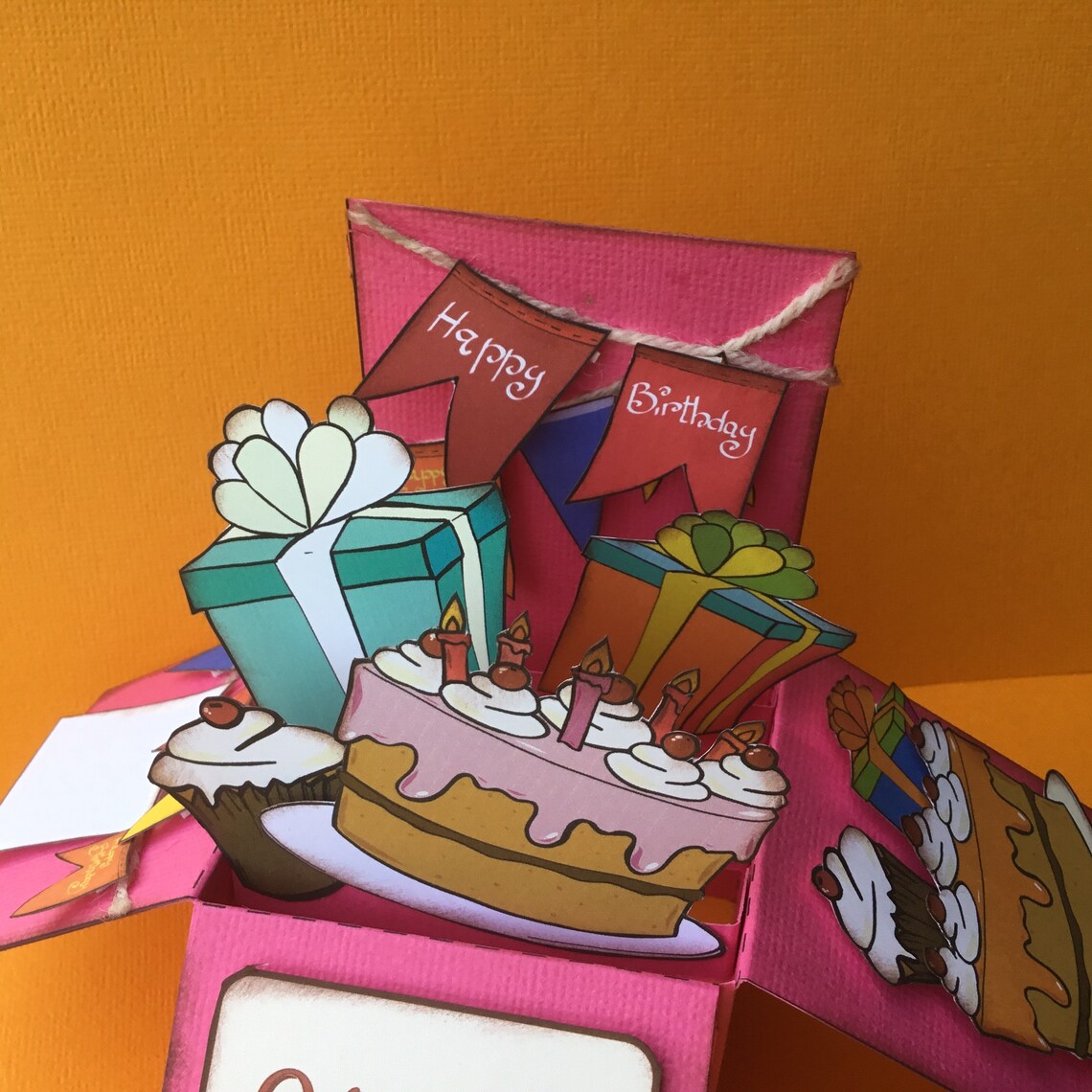 Birthday Cake Card Template 3D Card Pop up Birthday Card - Etsy