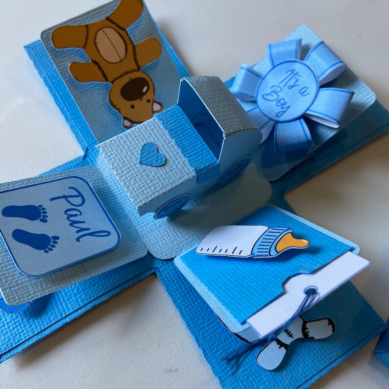 Baby Boy Explosion Box Template for Manual and Cutting Machine ...