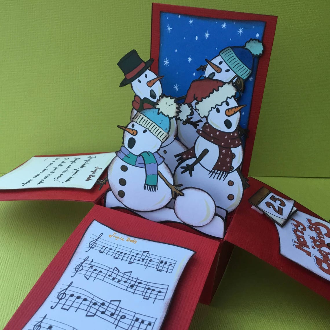 Snowman Card 3D Christmas Card Explosion Box Template - Etsy Australia