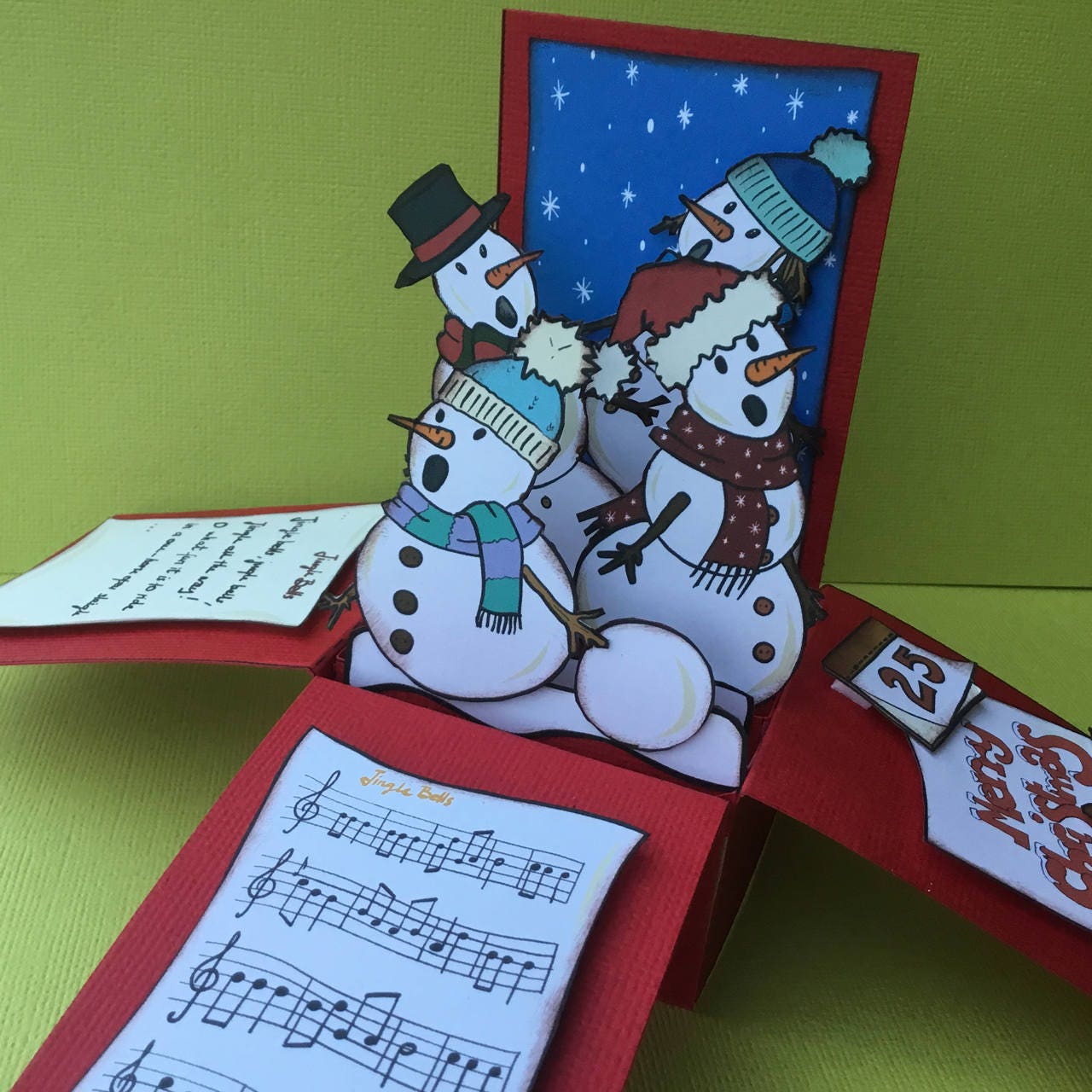 Snowman Card 3D Christmas Card Explosion Box Template Instant Download ...