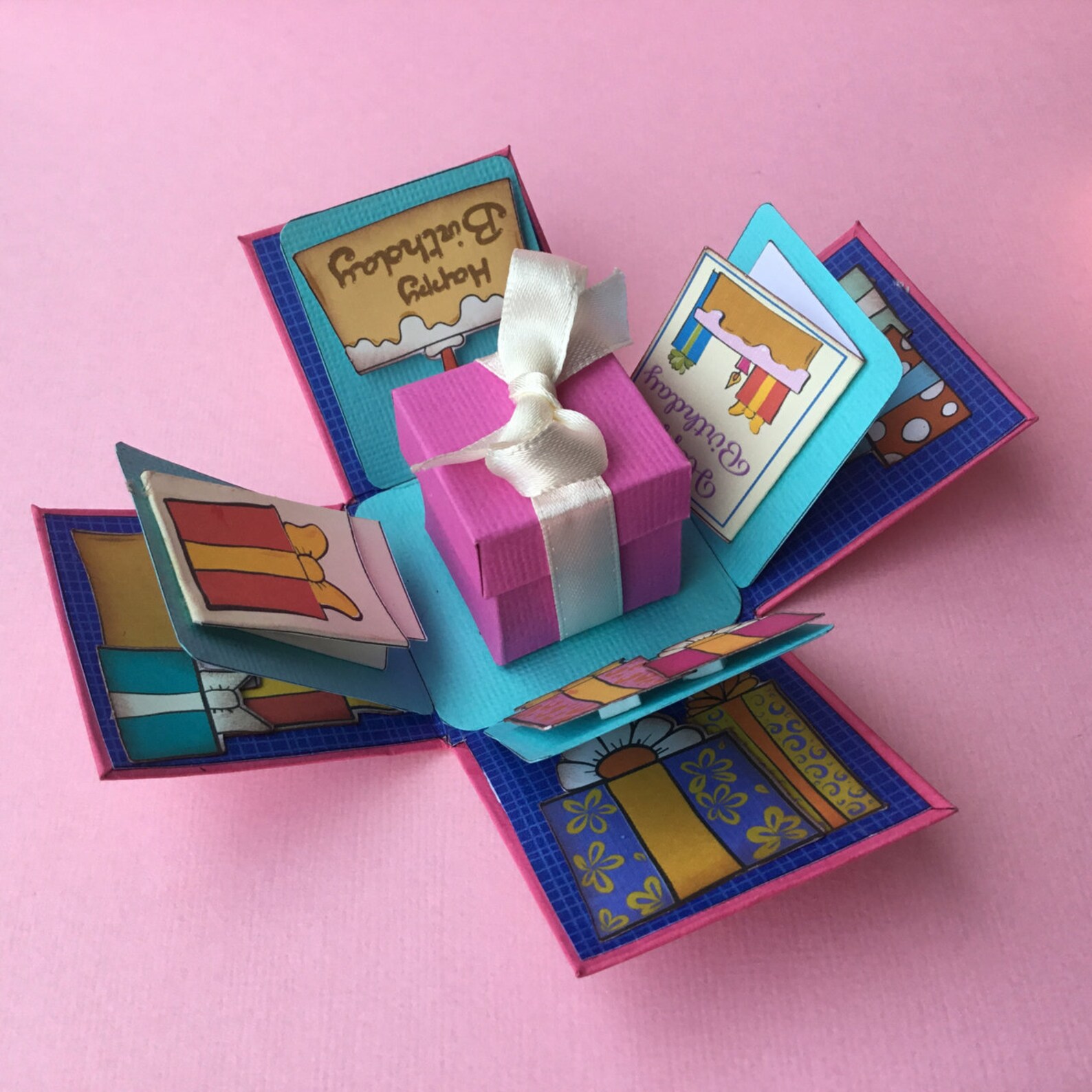 Happy Birthday Explosion Box Template for Manual E Machine - Etsy UK