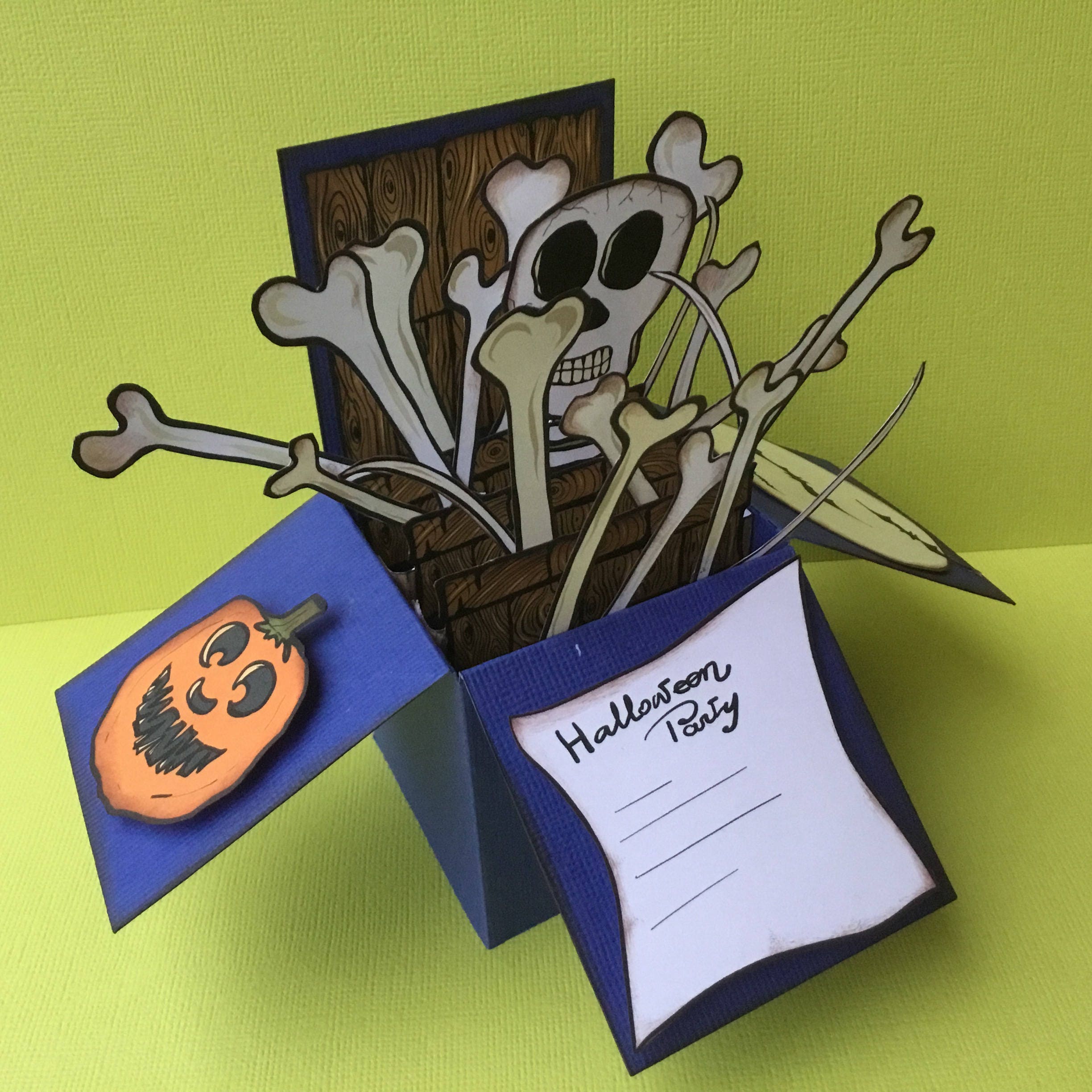 Skeleton Card Halloween 3D Card Template Print & Make | Etsy