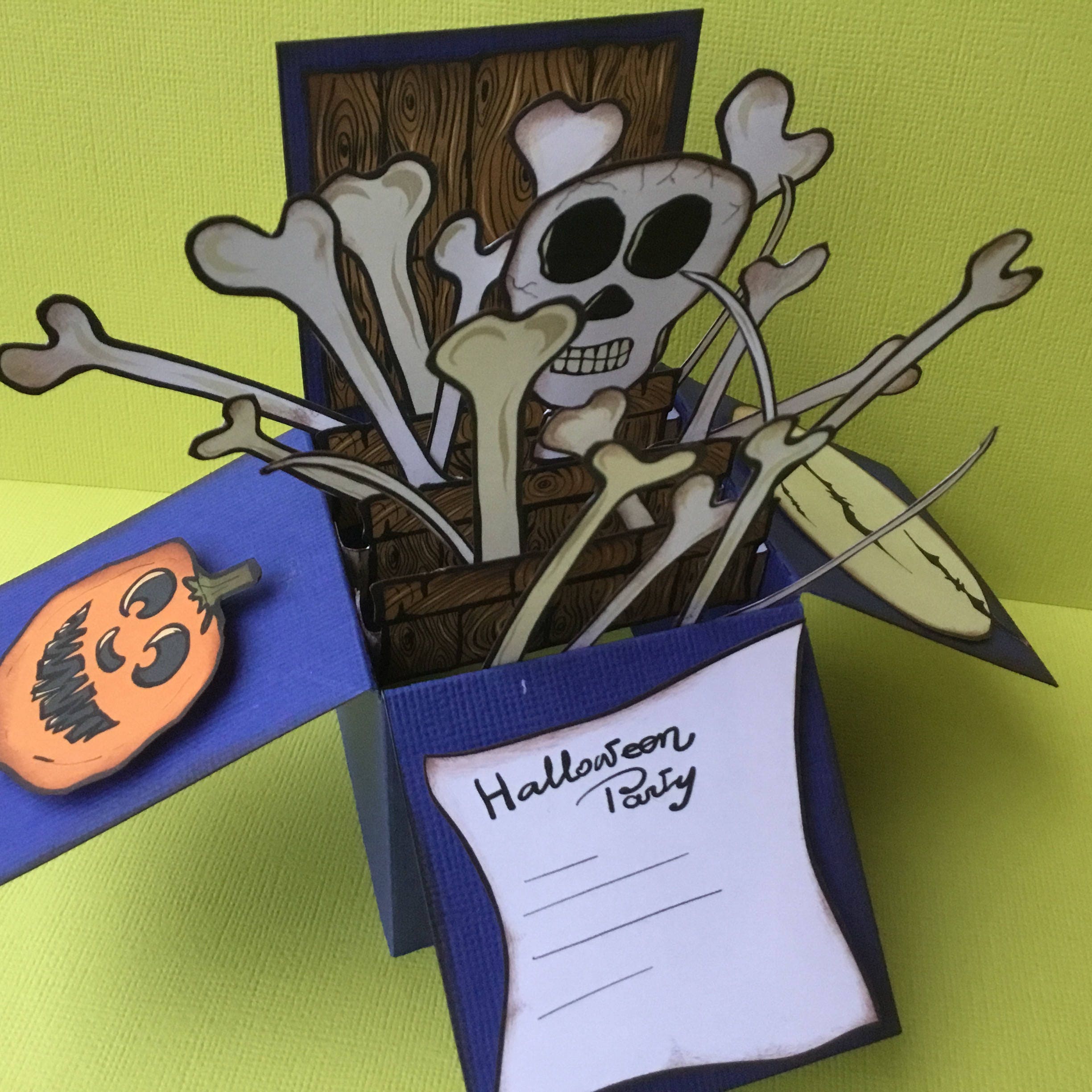 Skeleton Card Halloween 3D Card Template Print & Make | Etsy