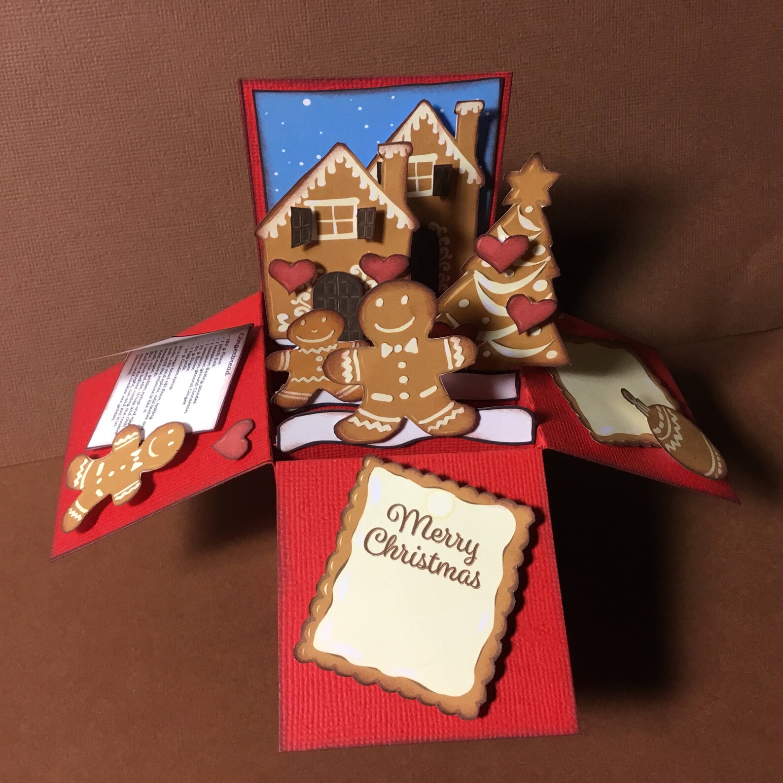 Gingerbread Card Christmas Card 3D Printable Pattern Explosion Box ...