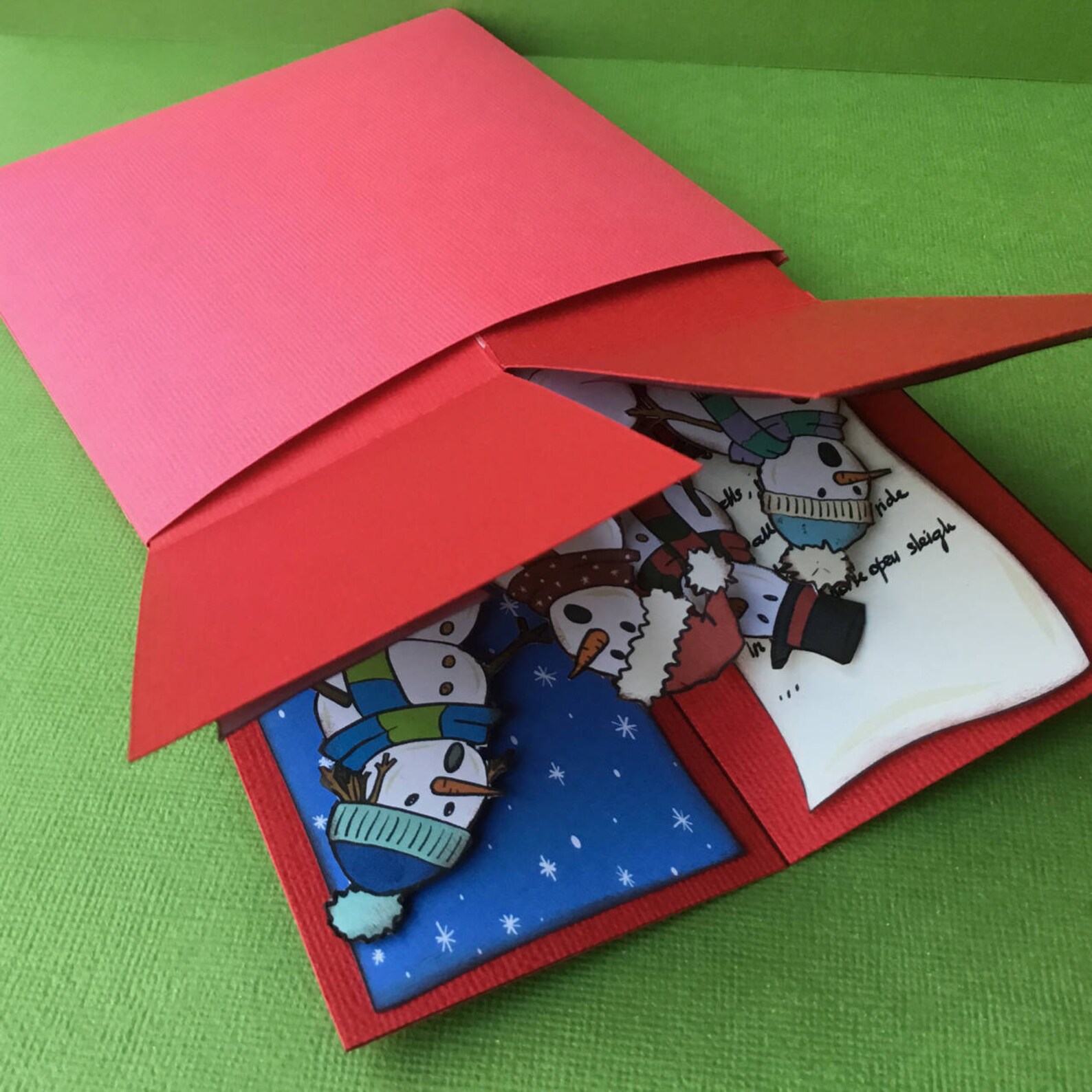 Snowman Card 3D Christmas Card Explosion Box Template Instant Download ...