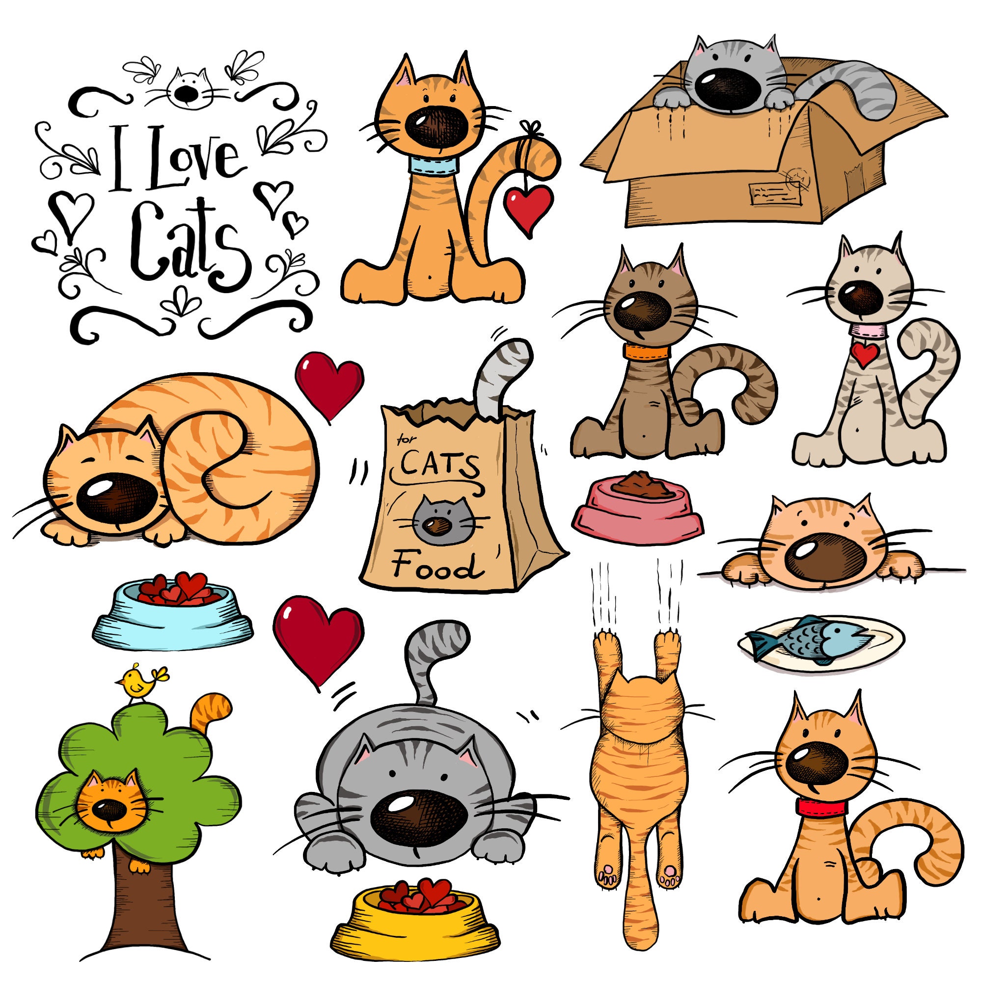 Cats Clip Art - Instant Download - Etsy