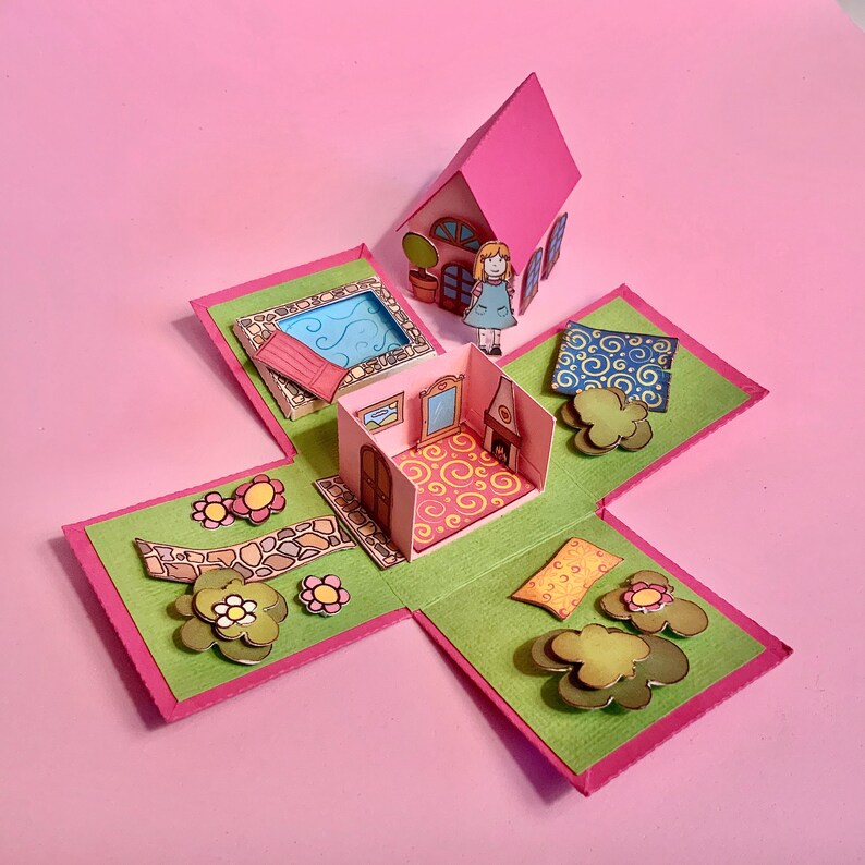 Dollhouse Explosion Box Template Instant Download for Manual Cutting ...