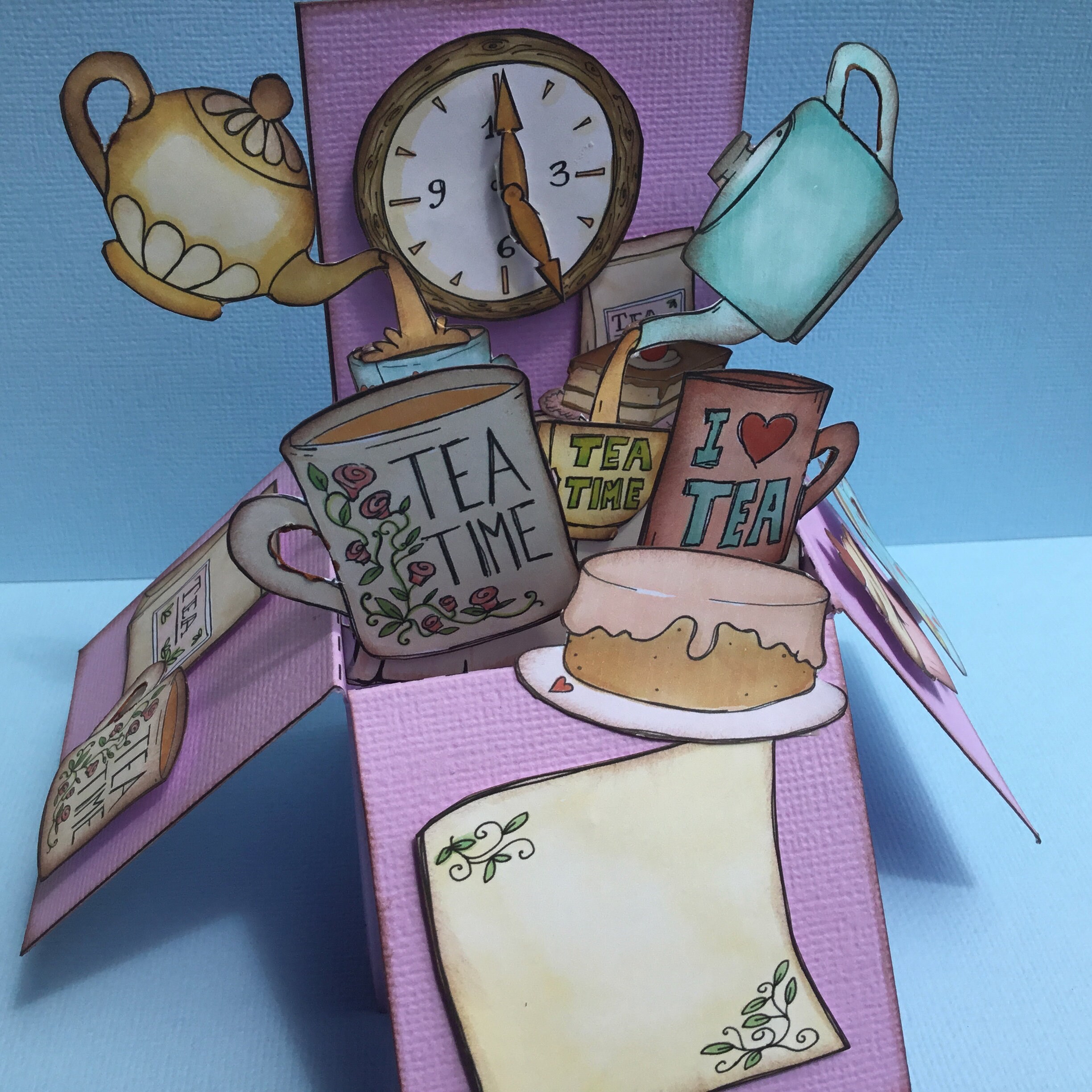 Tea Time Card Card Pop up Explosion Box Pattern 3D Card Kit ...