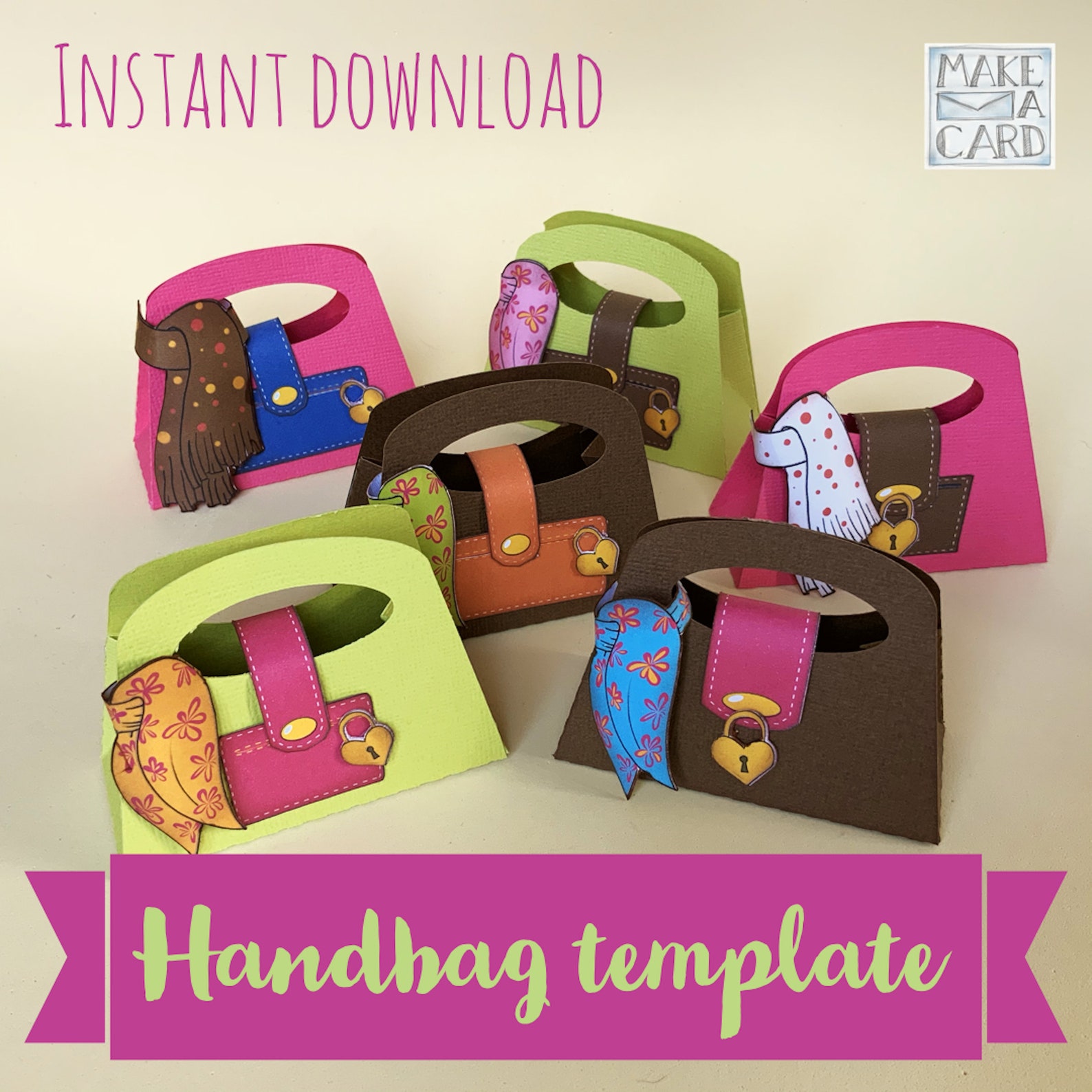 Handbag Template Party Box Instant Download for Hand - Etsy