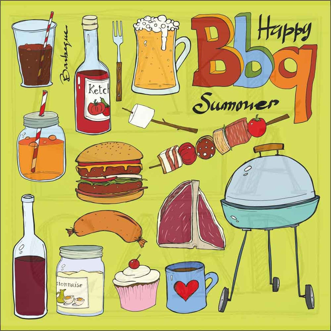 BBQ Clipart, BBQ Doodle, Backyard BBQ Clipart, Instant Download - Etsy