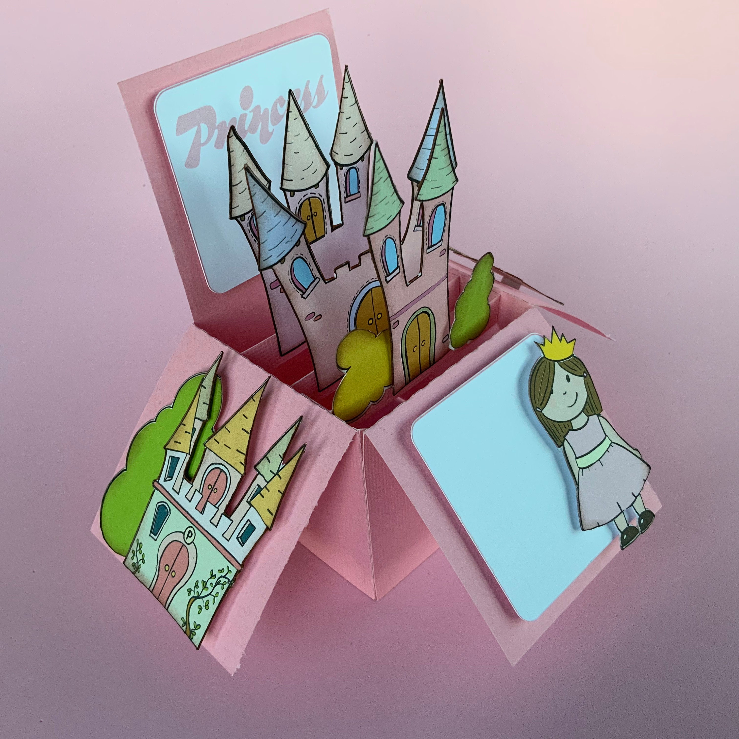 Princess Castle 3D Card Template Instant Download Print and Make - Etsy