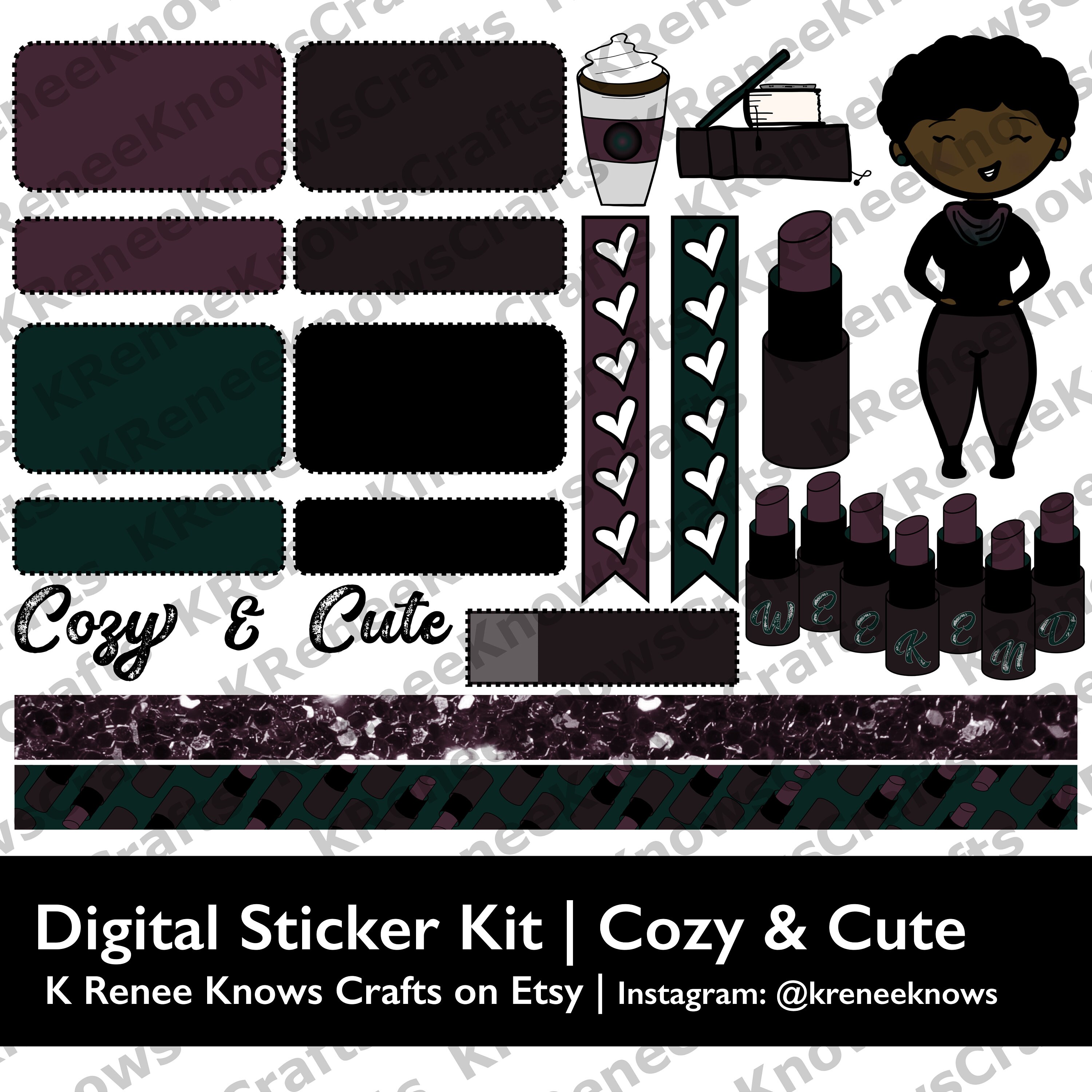 Kit de Pegatinas Digitales Digital Sticker Kit Acogedor - Etsy España