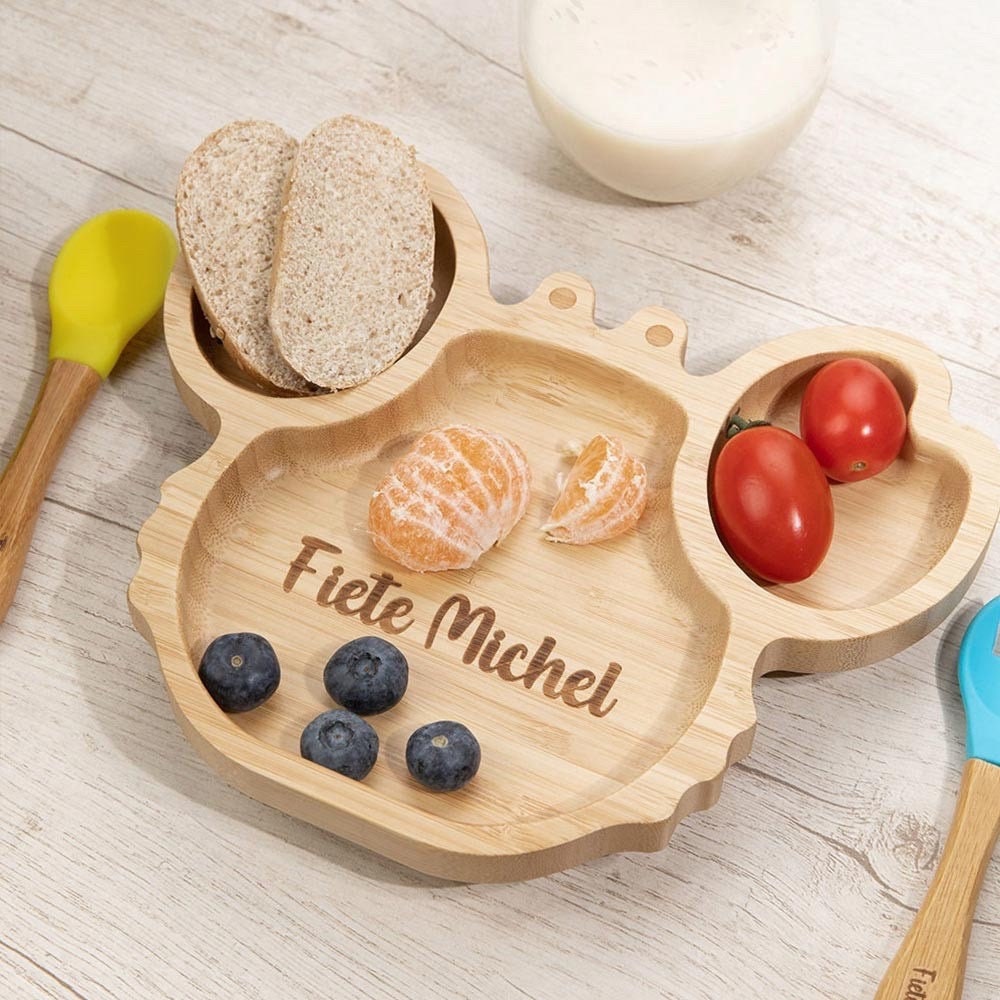 Personalized Bamboo Baby Plate Spoon and Bowl Set With Suction - Etsy