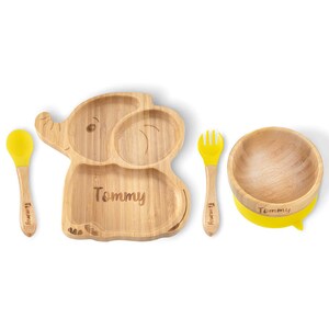 Personalized Bamboo Baby Plate Spoon and Bowl Set With Suction - Etsy