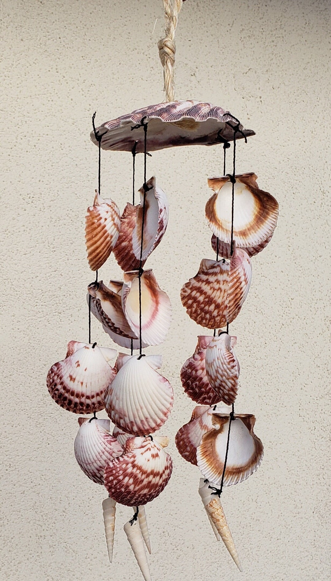 Scallop Shell Wind Chime With Turritella Shells, Seashell Wind Chime ...