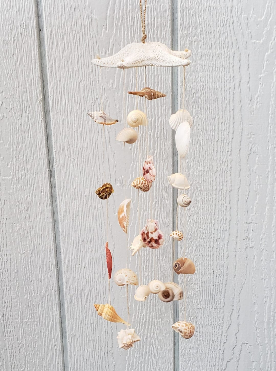 Starfish and Mixed Seashell Wind Chime, Beach Decor - Etsy