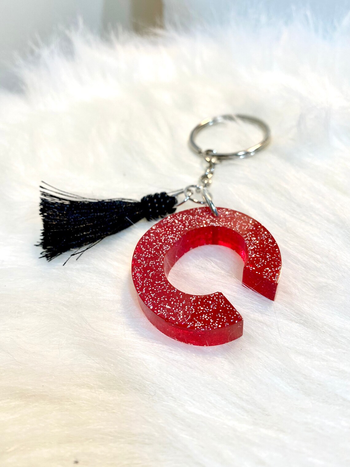 Letter C Initial Keychain with Tassel 7 | Etsy