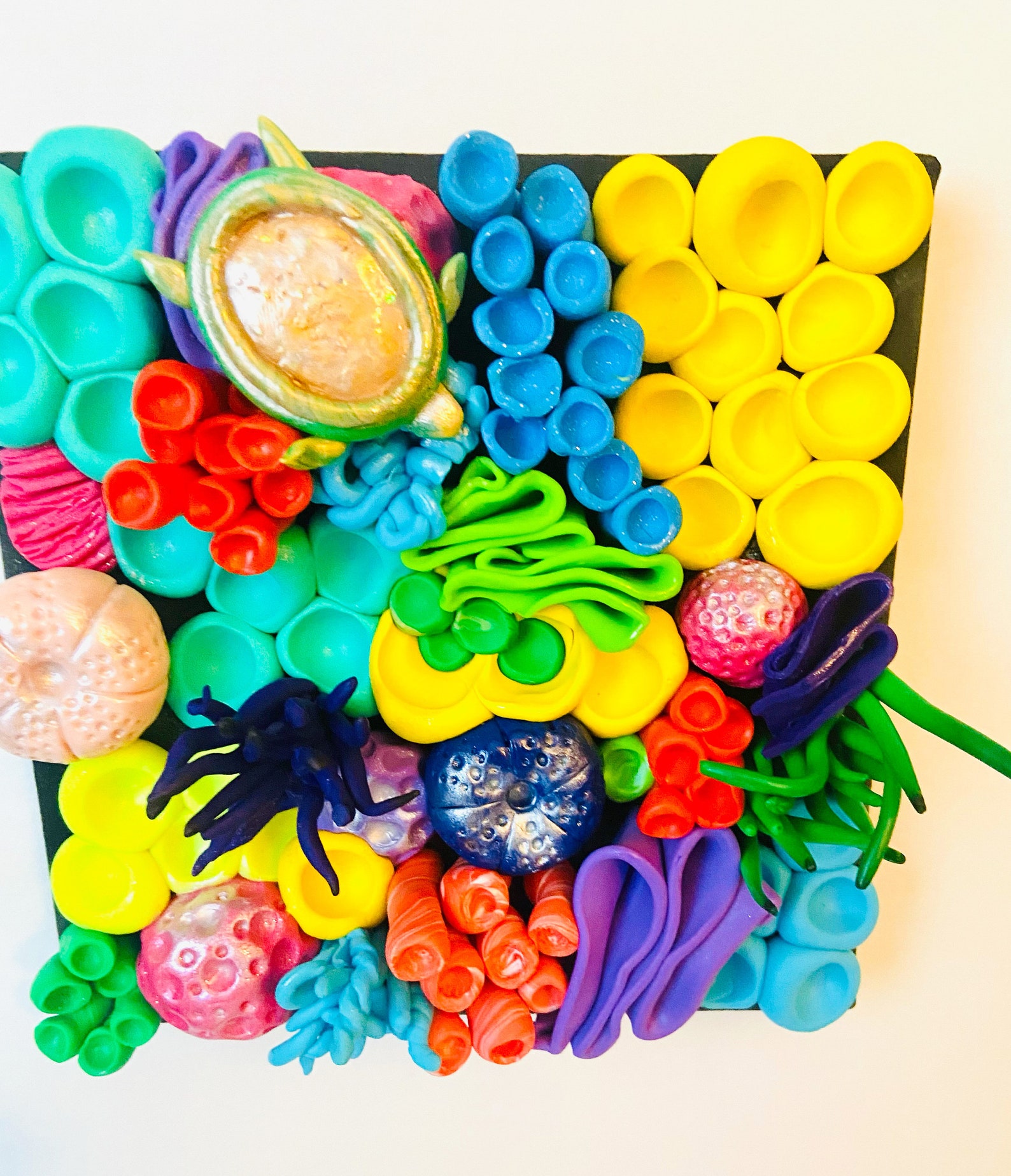 Colorful Coral Reef Clay Sculpture Painting/ 3D Polymer Clay Sculpture ...