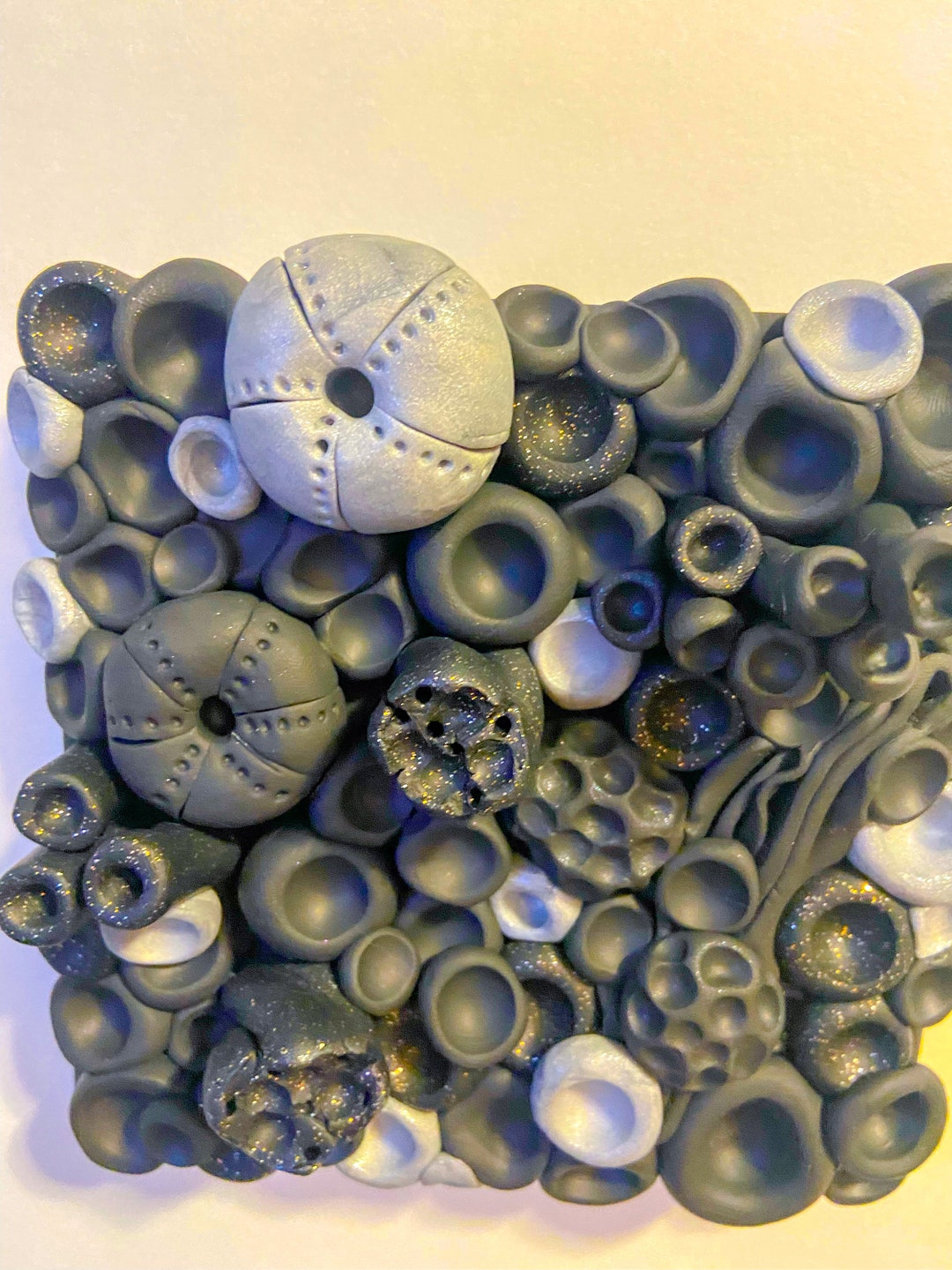 Black Coral Reef Wall Sculpture/ Polymer Clay Wall Decor/ 3D Wall ...