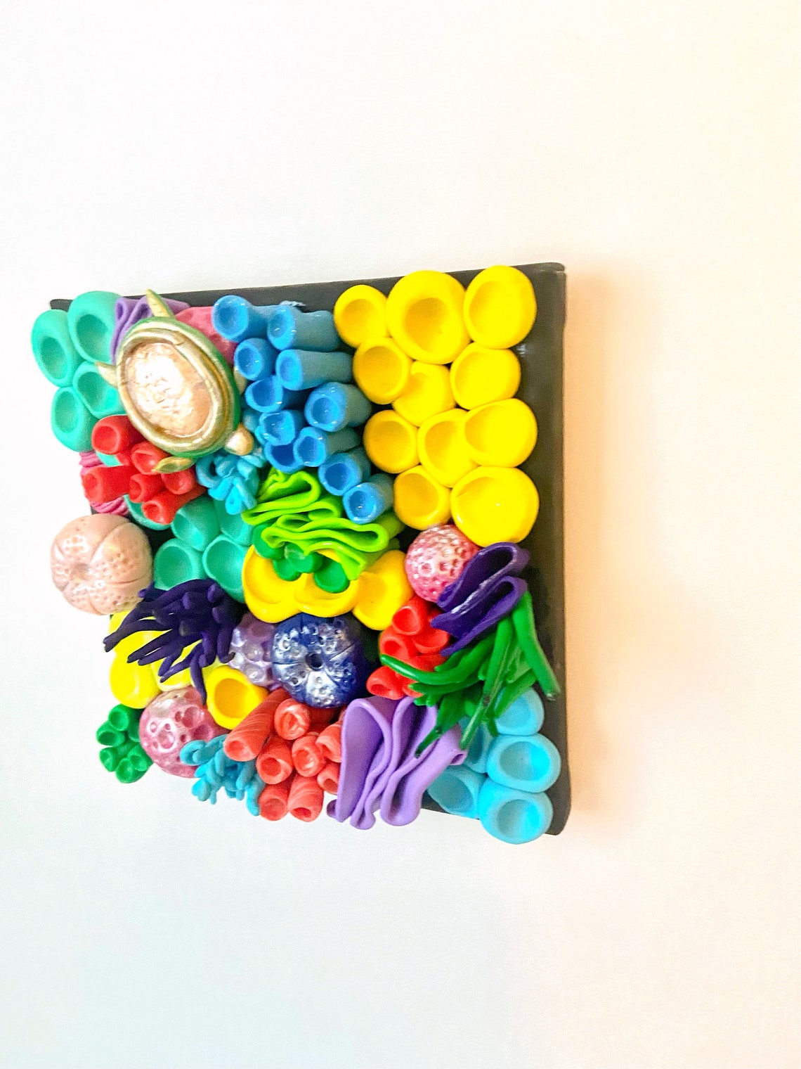 Colorful Coral Reef Clay Sculpture Painting/ 3D Polymer Clay Sculpture ...