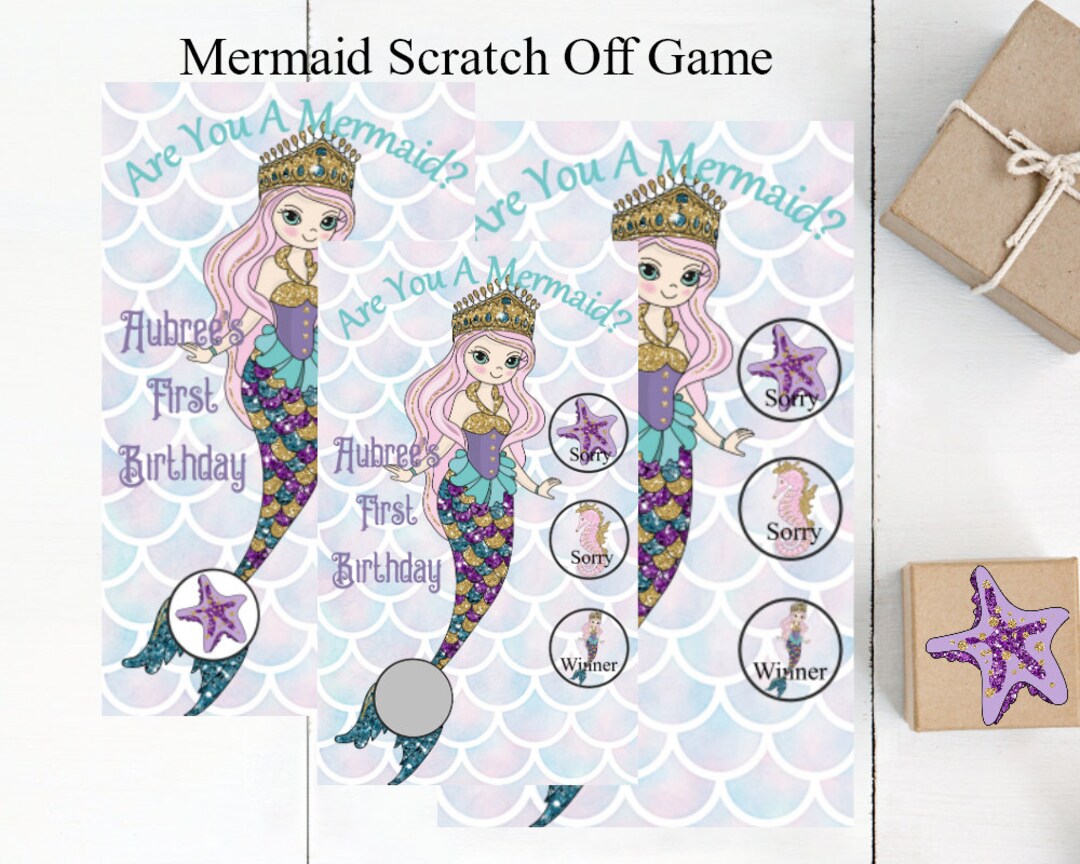 Mermaid Scratch off Cards, Mermaid Games for Parties, Mermaid Birthday ...