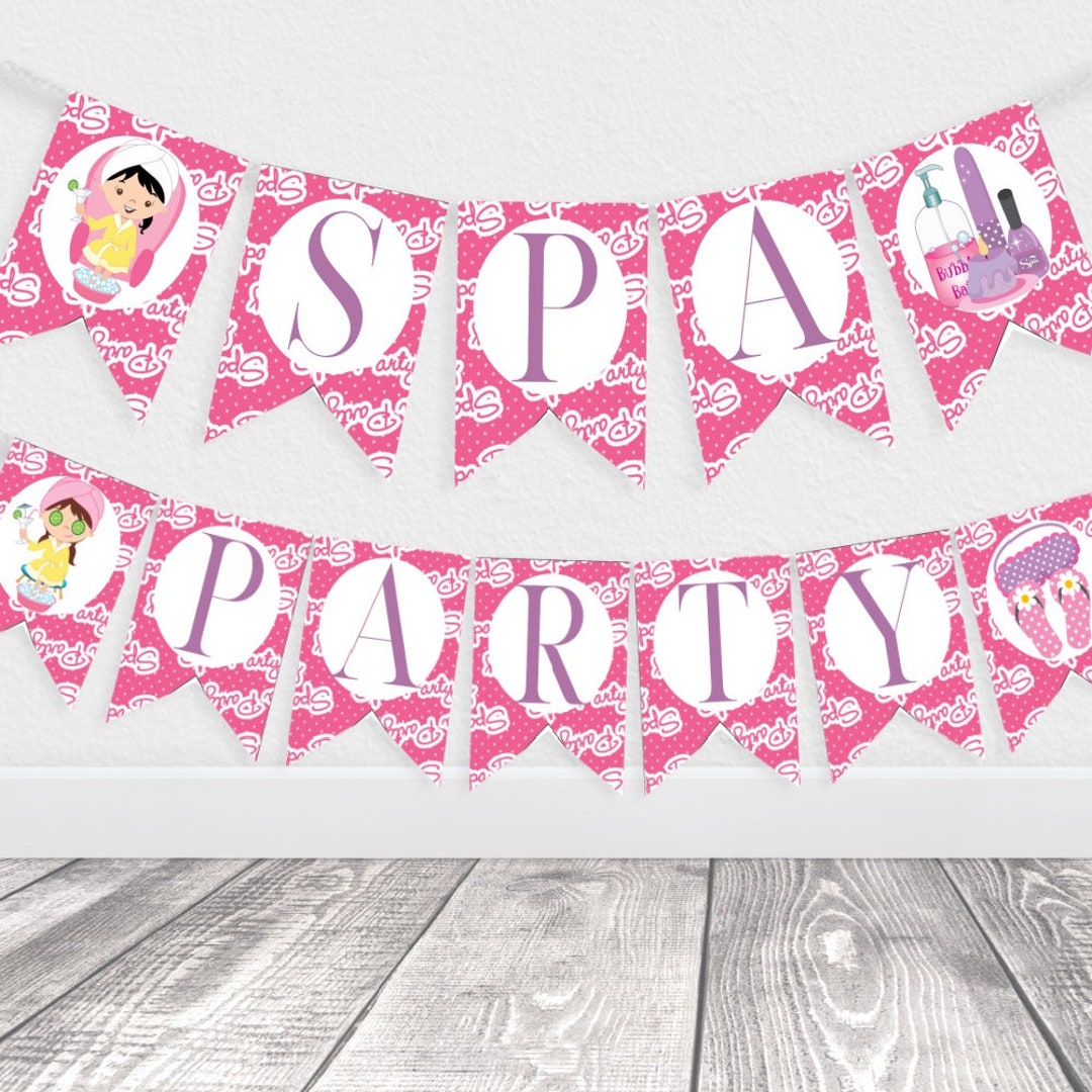 Spa Day Birthday Banner, Spa Party Banner Girl, Spa Party Decorations ...