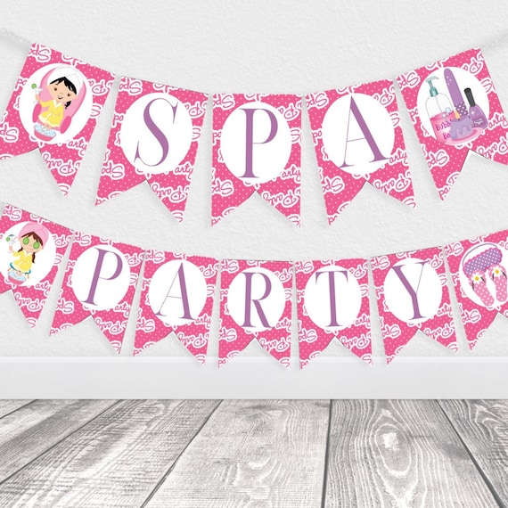 Spa Day Birthday Banner, Spa Party Banner Girl, Spa Party Decorations ...