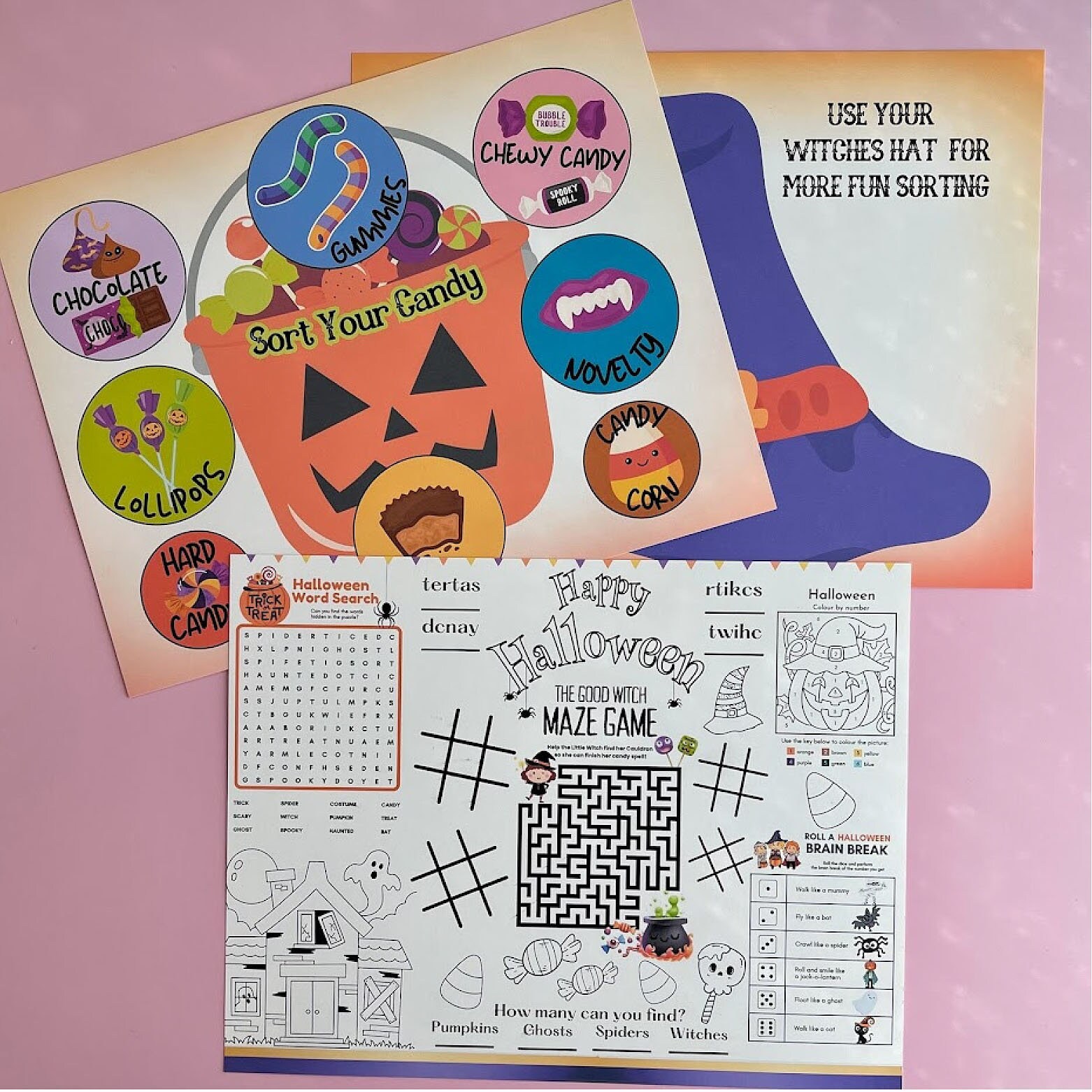 Halloween Activity Placemats & Candy Sorting Mats Bundle (printable ...