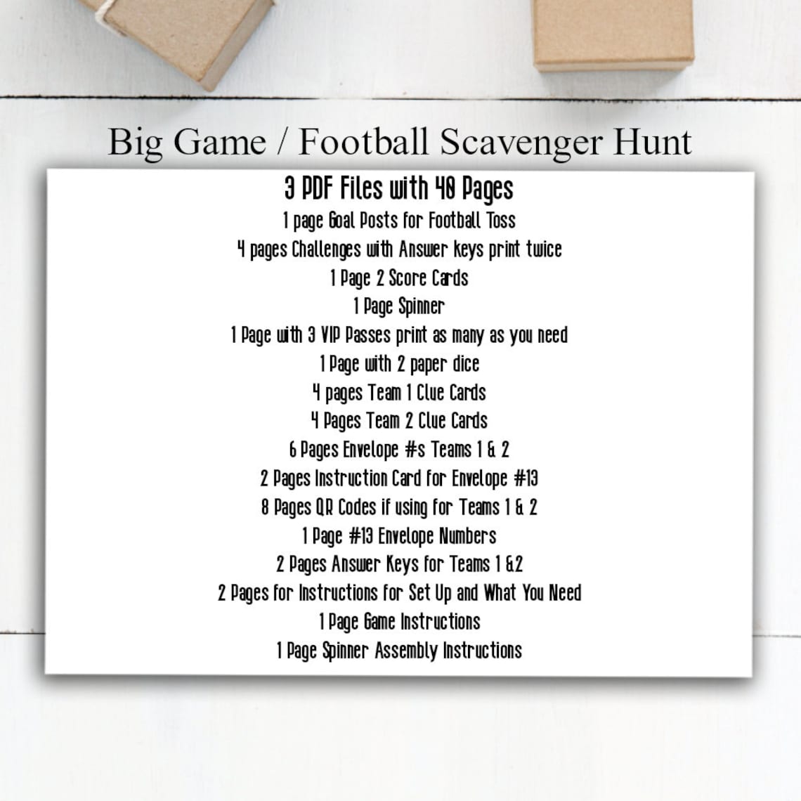 Football Scavenger Hunt Sports Birthday Party Games Football - Etsy