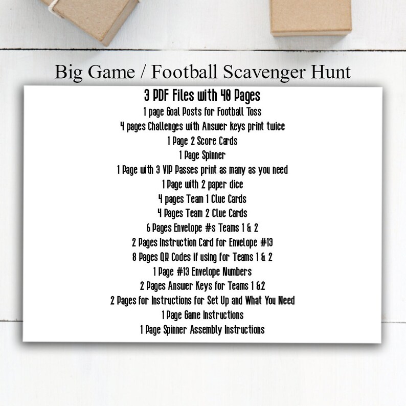 Football Scavenger Hunt: Sports Birthday Party Game (PDF) - Etsy