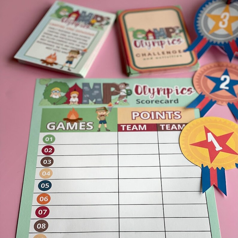 Camping Olympics Printable Cards, Scorecards and Medals, Family ...