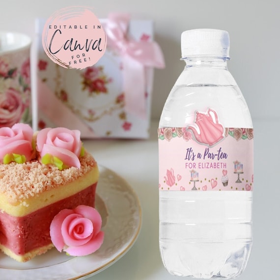 Editable Tea Party Water Bottle Labels, Tea Party Birthday Water Bottle ...