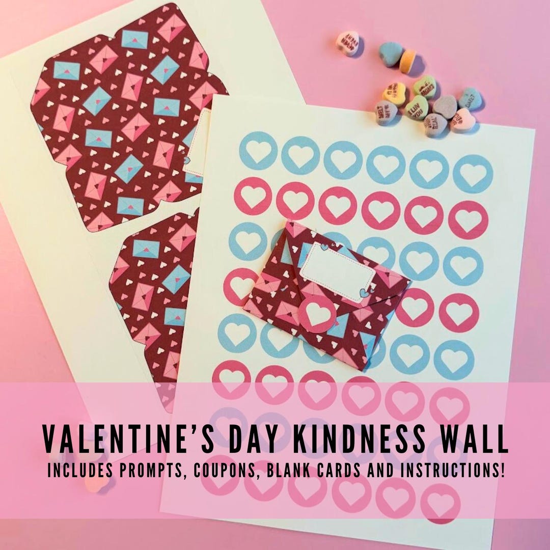 Valentine Kindness Wall Printable, Valentine's Day Games, Fun DIY Cards ...