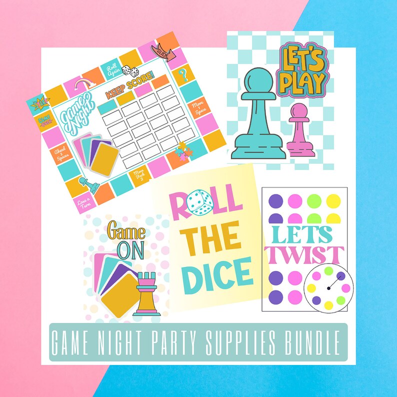 Game Night Party Decorations, Printable Game Night Bundle, Game Theme ...