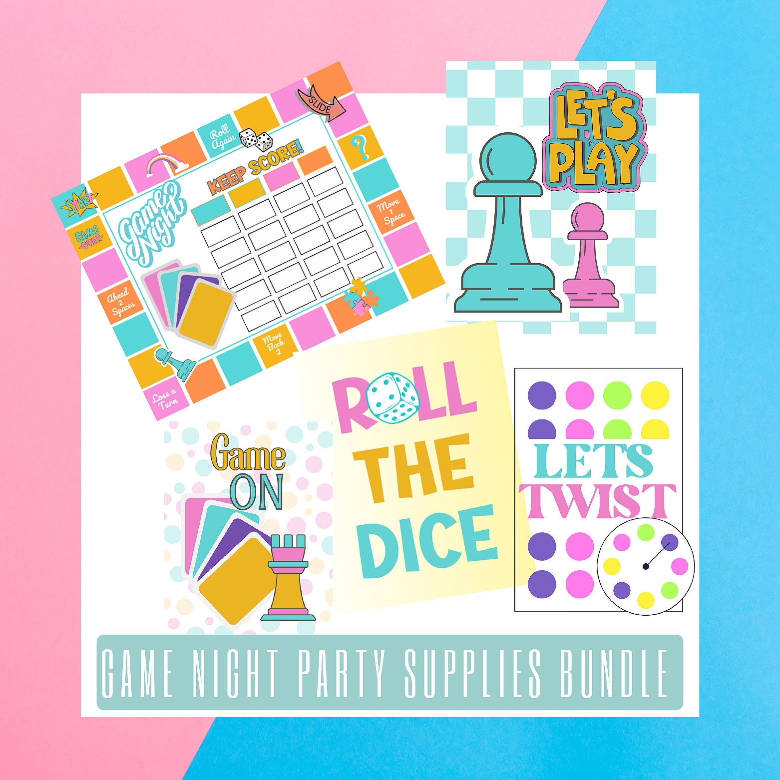 Game Night Party Decorations, Printable Game Night Bundle, Game Theme ...